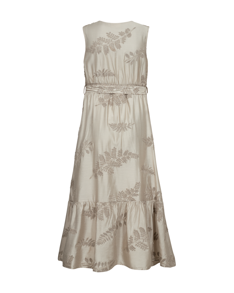 FQVACA - KJOLE MED BLOMSTERBRODERI - BEIGE